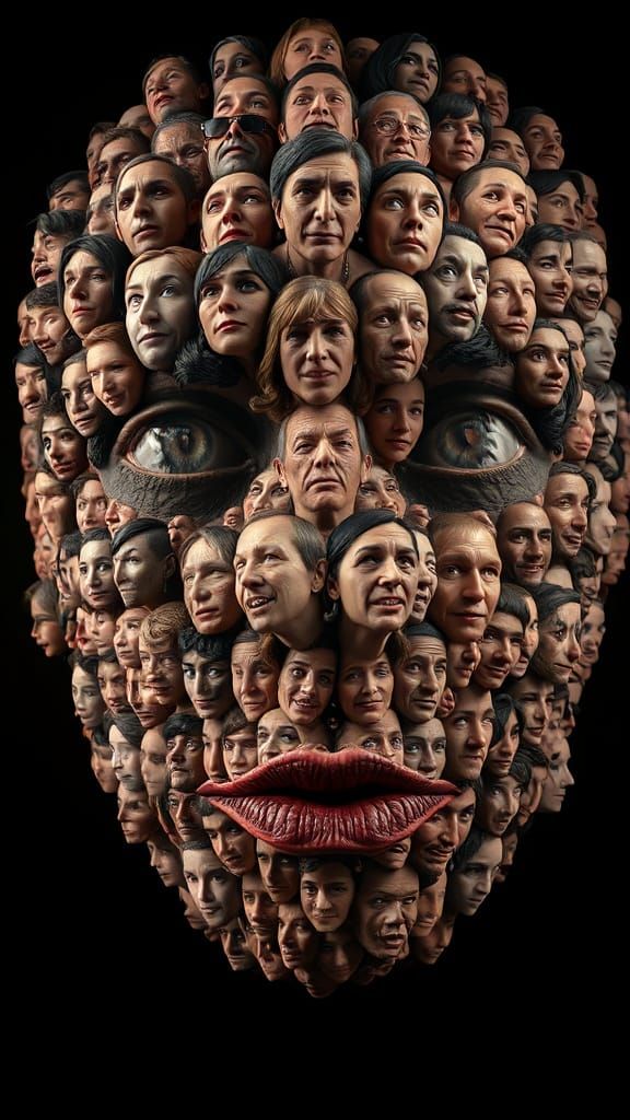 Surreal Human Face in Intricate Mosaic Style - AI Art