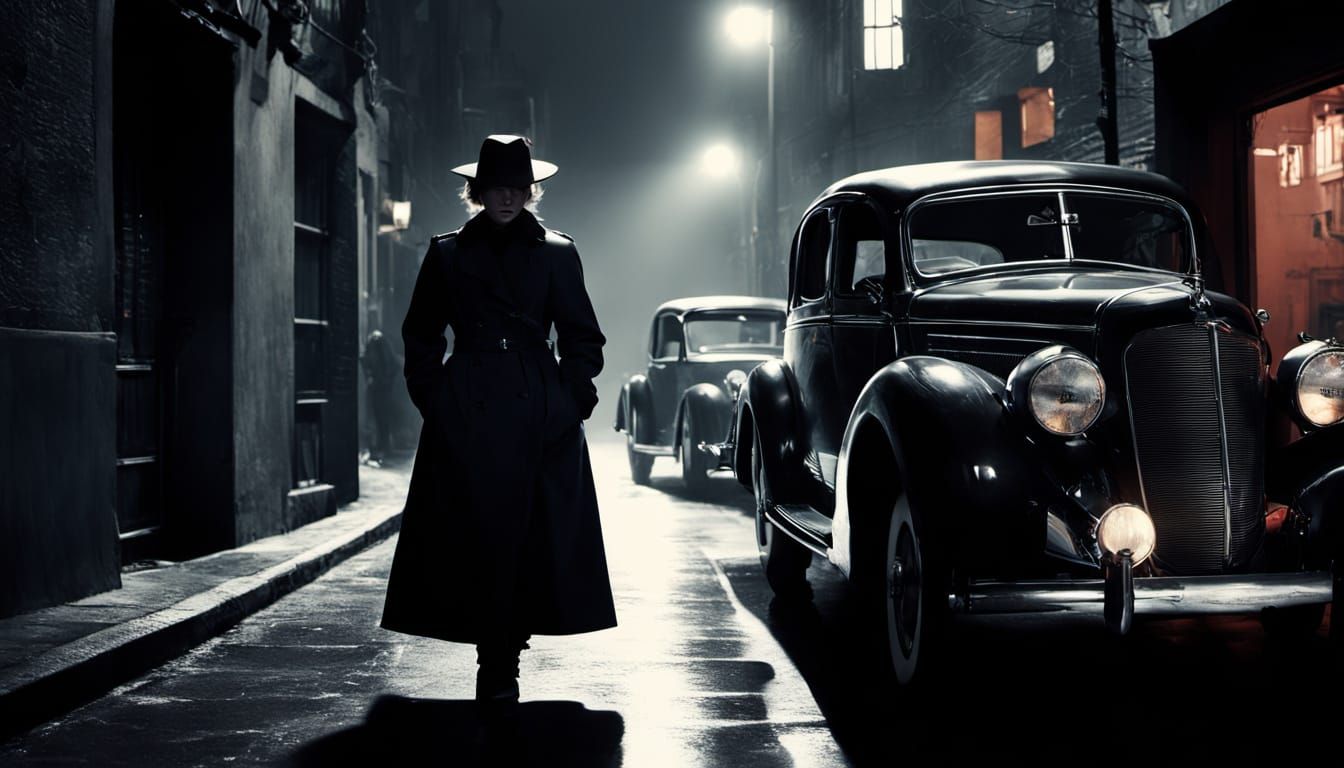 Film noir and chrome cars - Moody Film Noir Portrait Near a ...