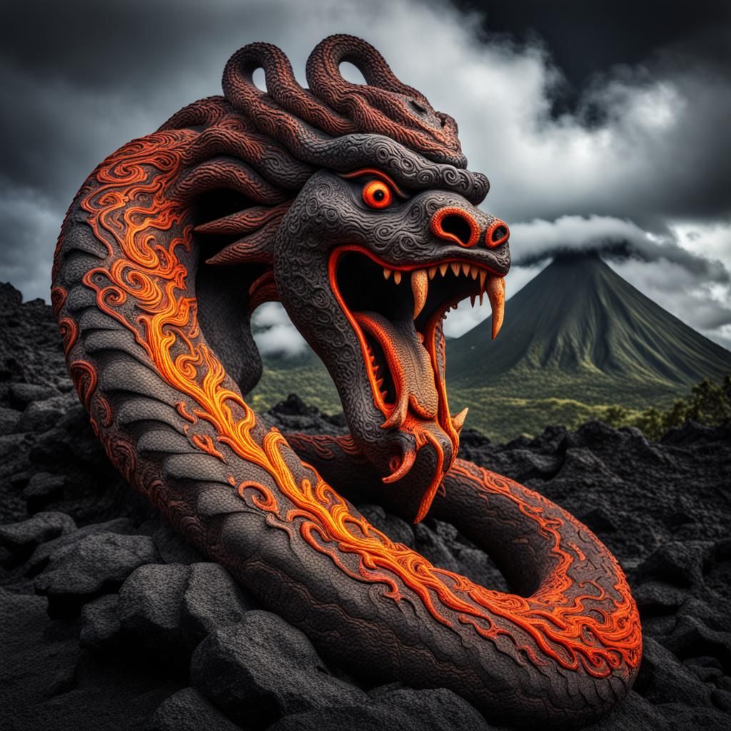 Volcanic serpent god. - AI Generated Artwork - NightCafe Creator