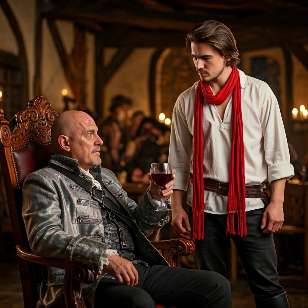 Young Pirate Confronts Fierce Captain in Medieval ... - AI Art