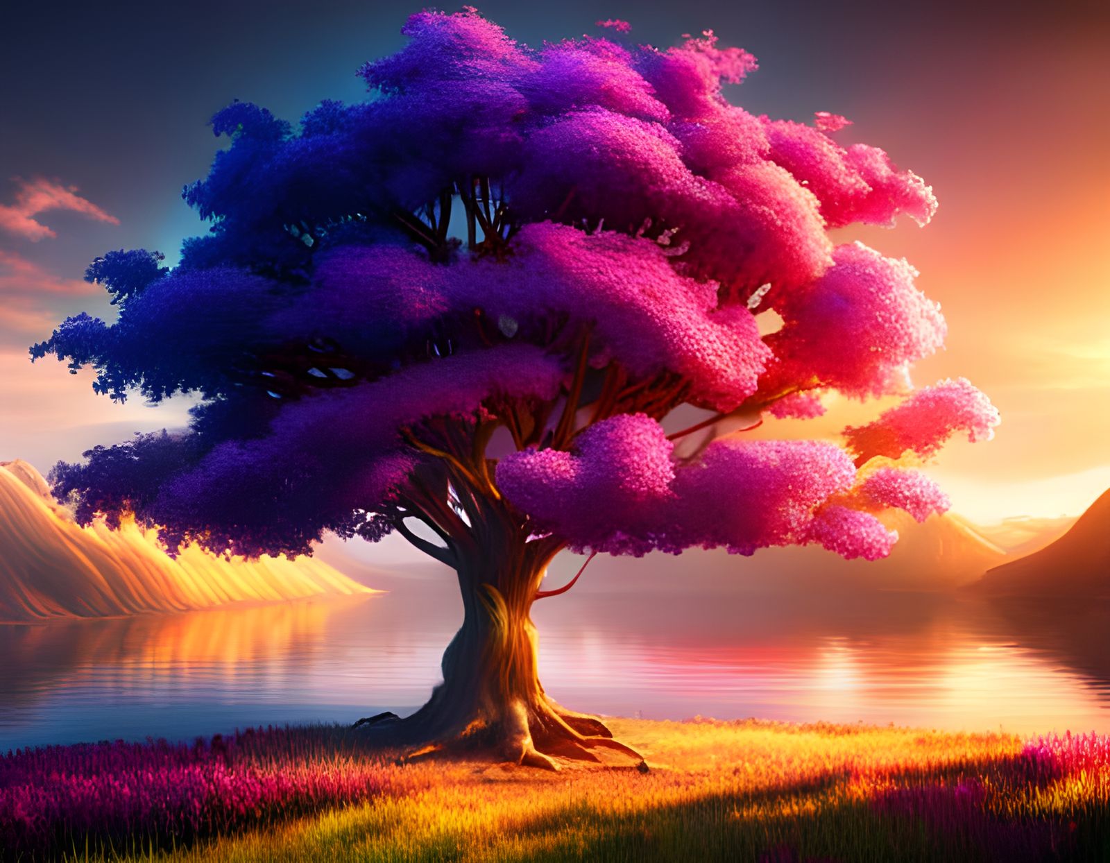 Pretty Rainbow Tree - AI Generated Artwork - NightCafe Creator