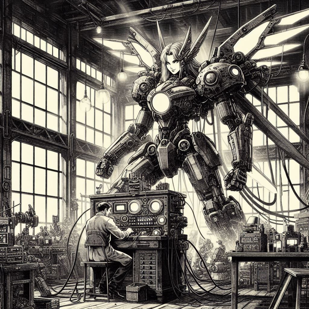 Dieselpunk, Nikola Tesla's battle angel, Japanese comic style - AI ...