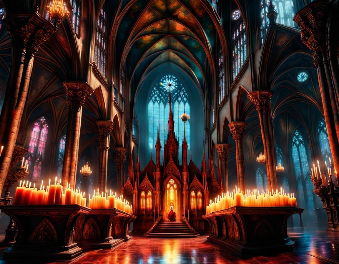 encaustic and alcohol inks, burnt shellac, an elaborate gothic ...