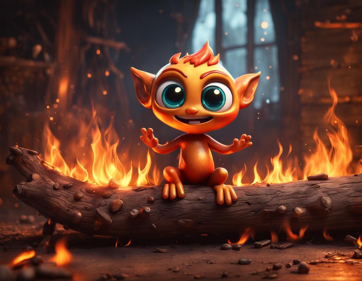 Cute fire elemental - AI Generated Artwork - NightCafe Creator