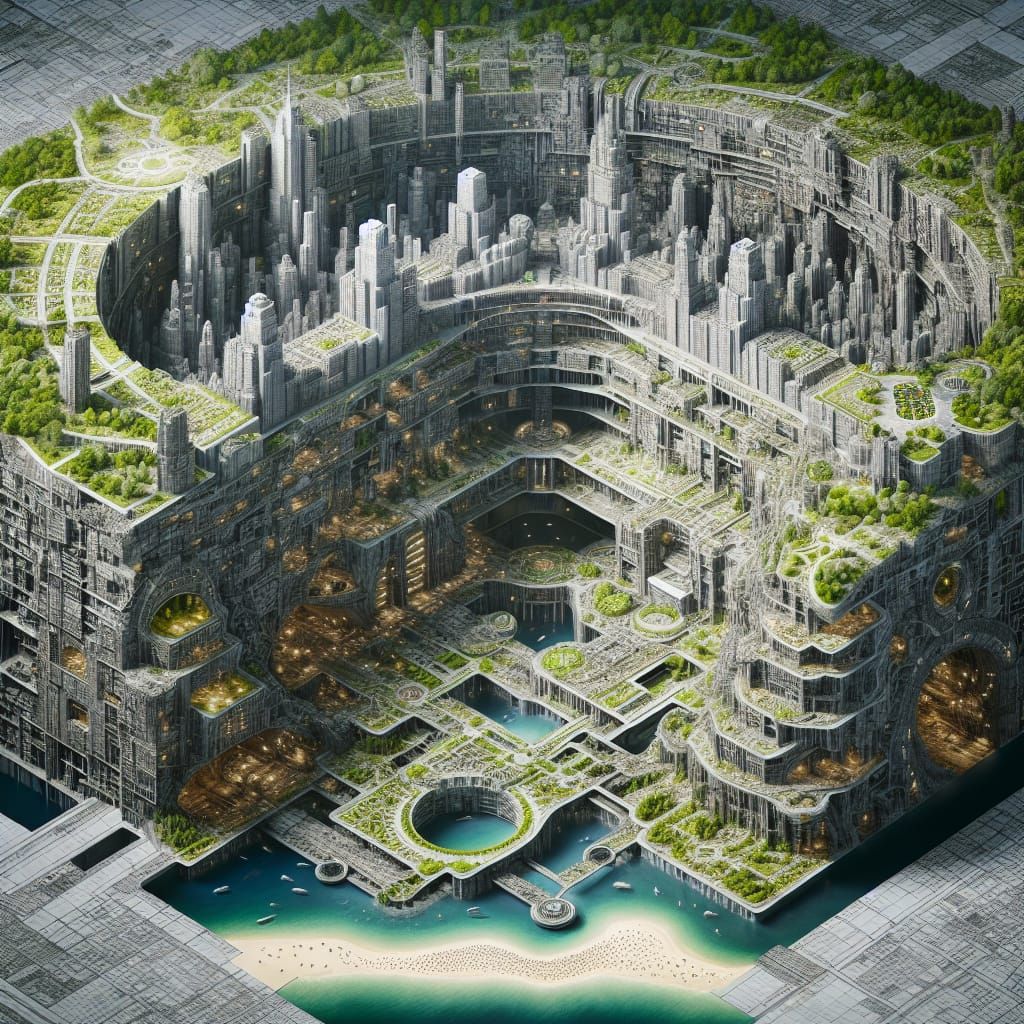 map of an underground bunker city with gardens and pools Jonathan ...