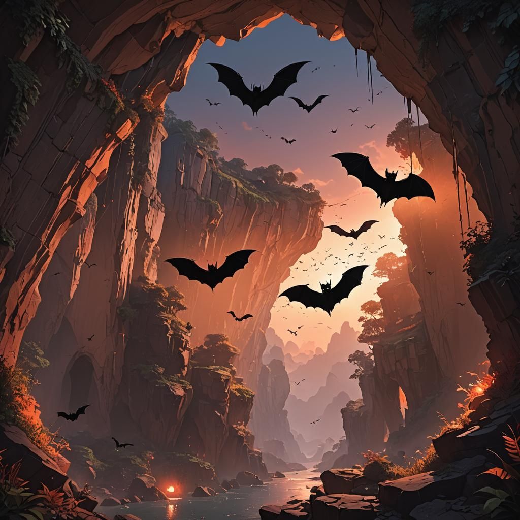 Bats at sunset - AI Generated Artwork - NightCafe Creator