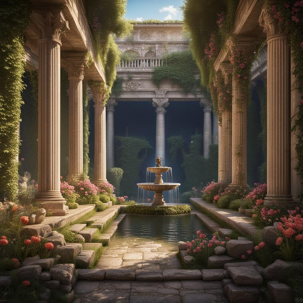 Ancient Roman Atrium Garden - AI Generated Artwork - NightCafe Creator