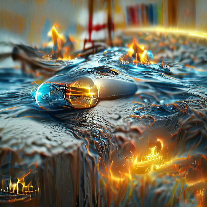 Fiery Pool with Sailboat in Hyperrealistic Style - AI Art