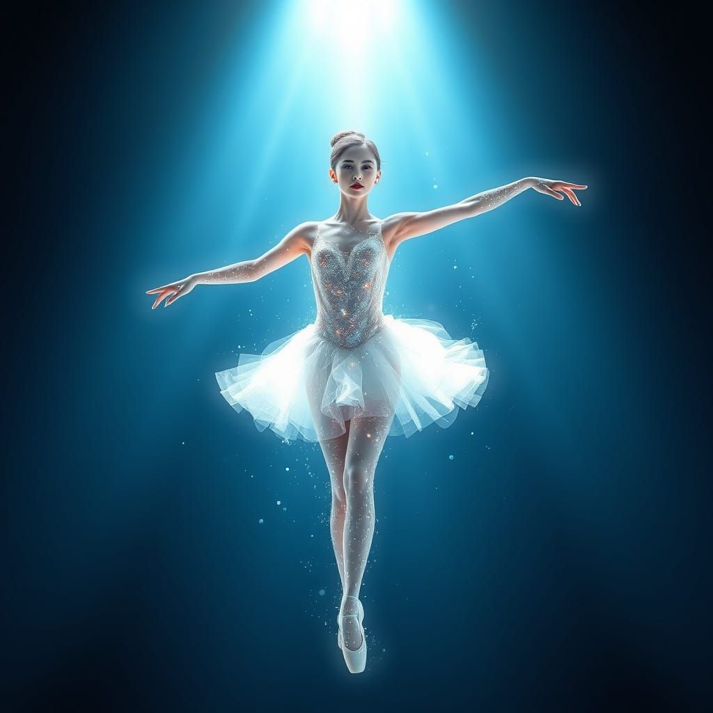 Ethereal Holographic Dancer Materializes in Radian... - AI Art