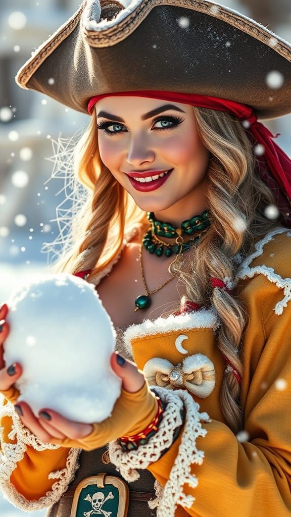 beautiful attractive snow pirate lady