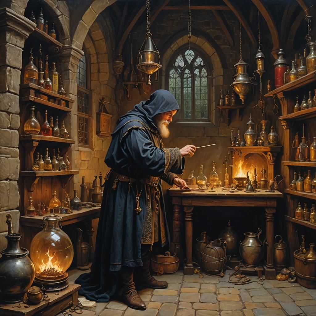 The alchemist at work - AI Generated Artwork - NightCafe Creator