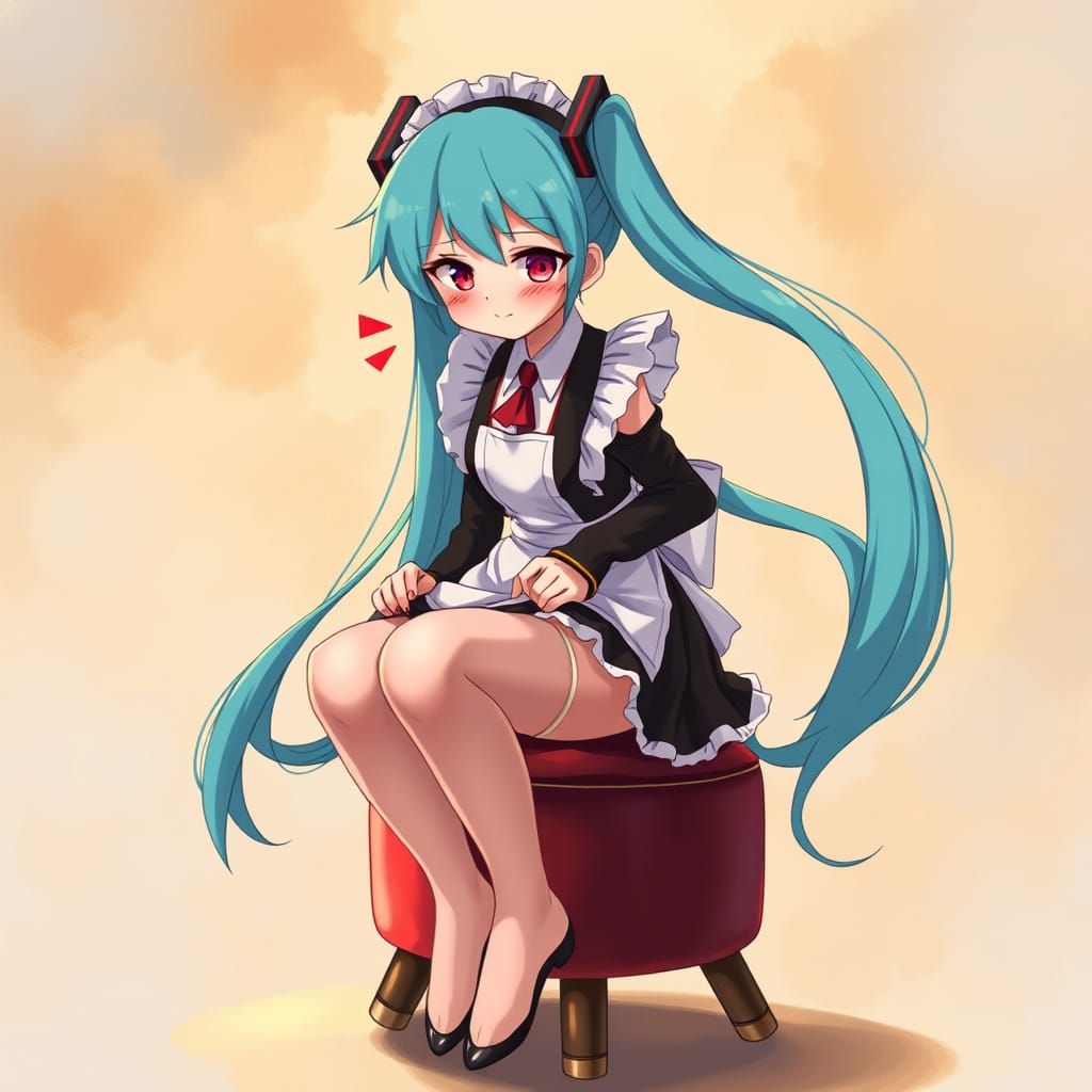 Maid Hatsune Miku felt so embarrassed
