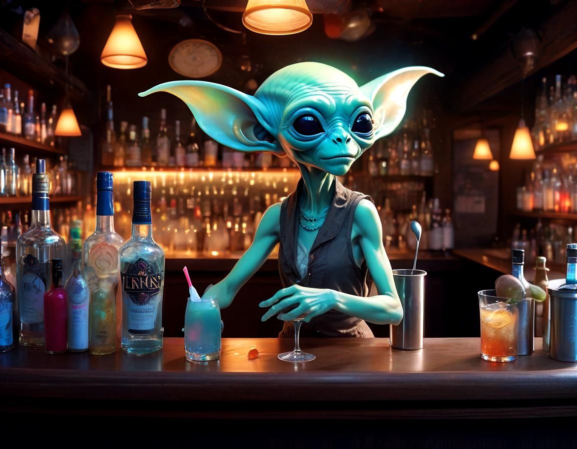 Alien Bartender - AI Generated Artwork - NightCafe Creator