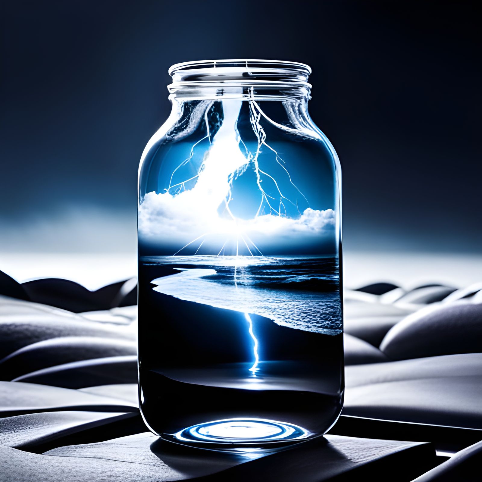 Bottled Waves Struck by Lightning - AI Generated Artwork - NightCafe Creator