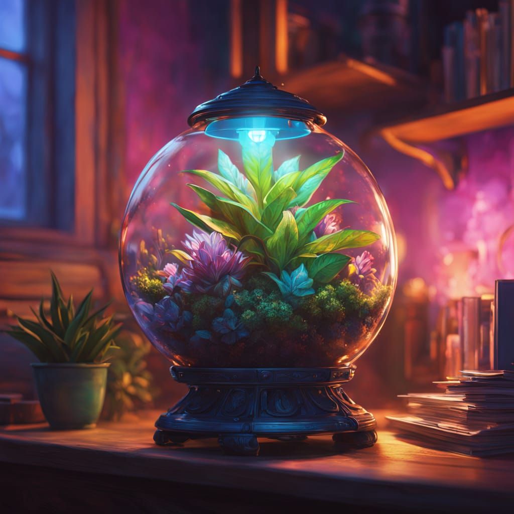 Terrarium - Vibrant Terrarium in a Solarpunk Lab