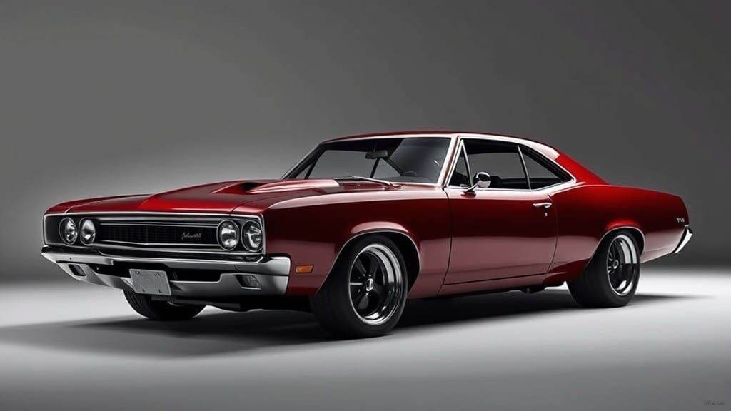 Sleek 1960s American Muscle Car in Aggressive Retr... - AI Art
