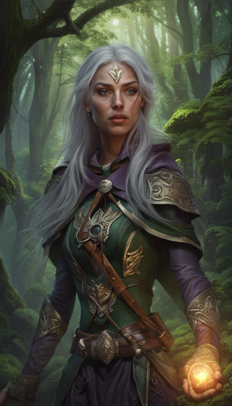 Mystic elven ranger/warlock, Lasarina Everground, in a Forest of Magic ...