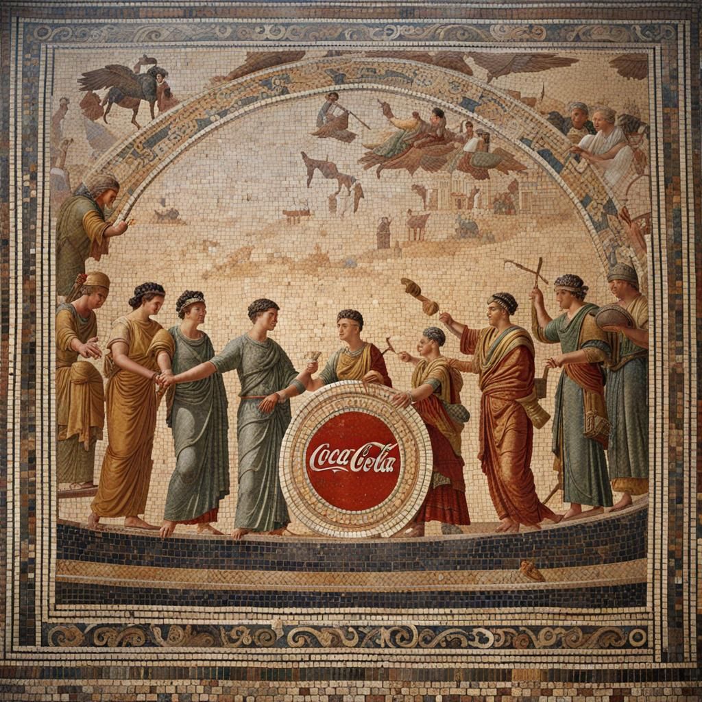 Ancient Roman Mosaic: Coca-Cola advertisement - AI Generated Artwork ...