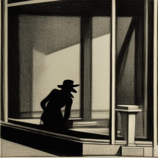 Night Shadows, etching, - AI Generated Artwork - NightCafe Creator