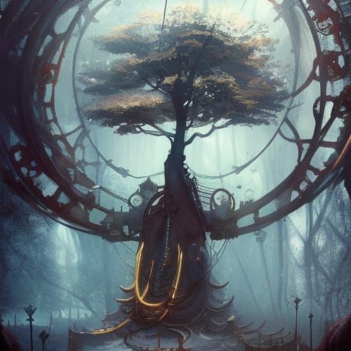 Steampunk Tree - AI Generated Artwork - NightCafe Creator