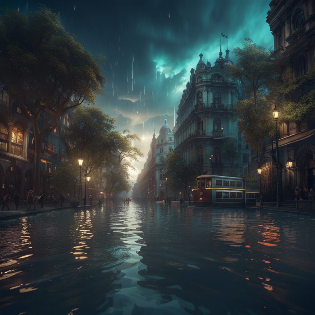 Buenos Aires Flooded - AI Generated Artwork - NightCafe Creator