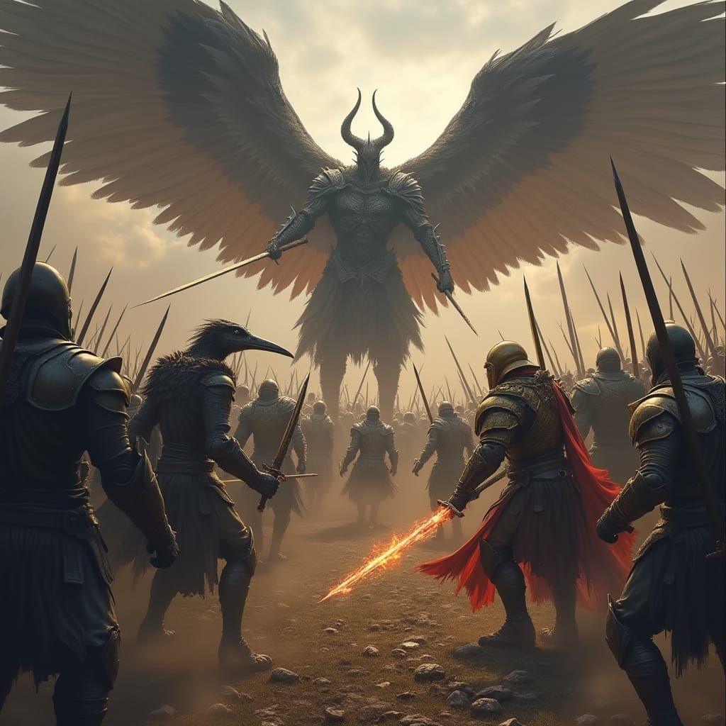 Epic Battle Between Light and Dark Armies - AI Art