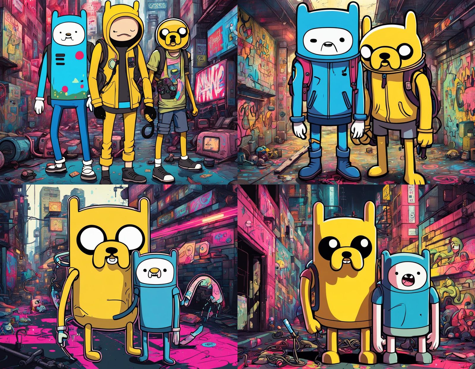 Adventure Time in Neon City - AI Generated Artwork - NightCafe Creator
