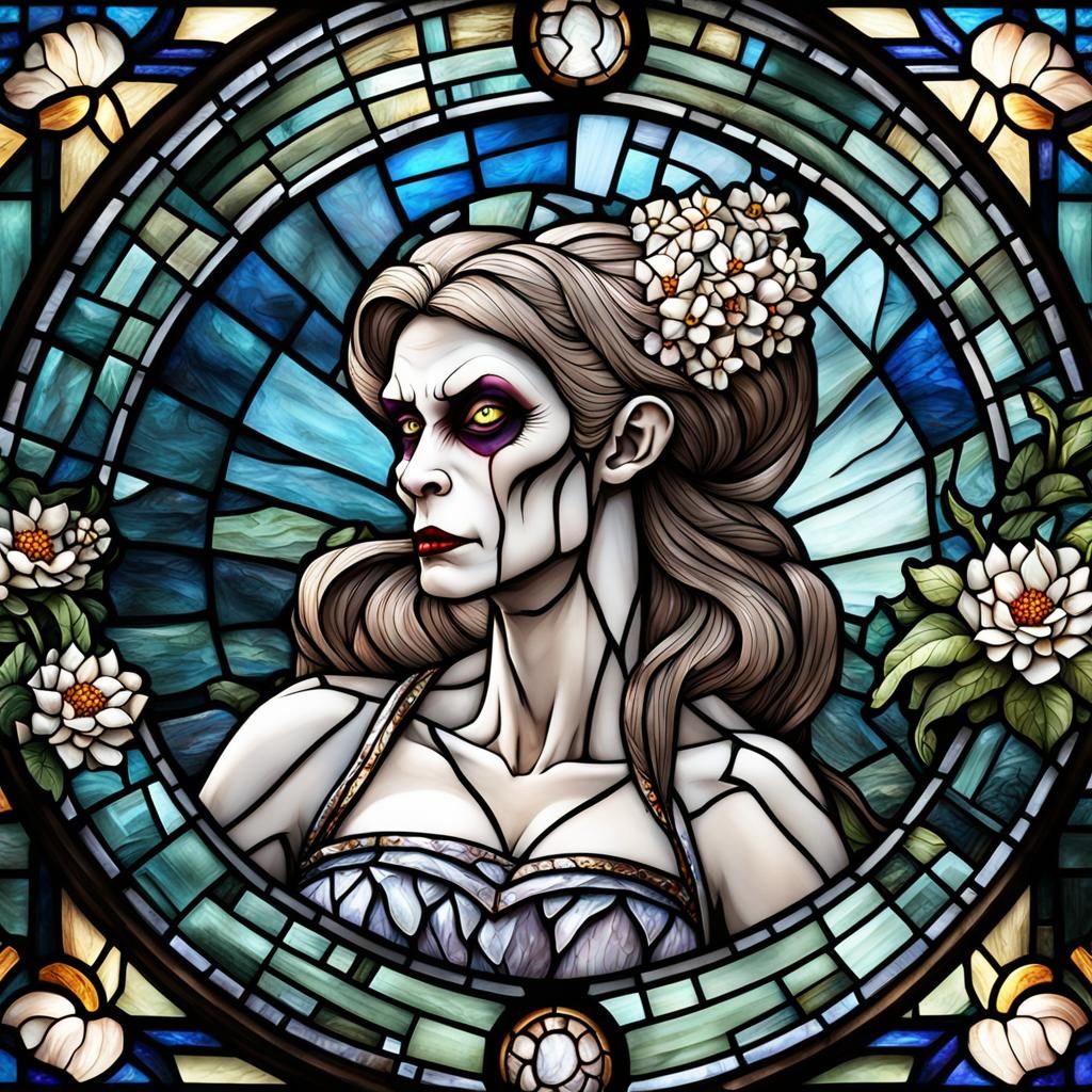 Stained Glass Window, Zombie Monkey Monster Clown Woman - AI Generated ...