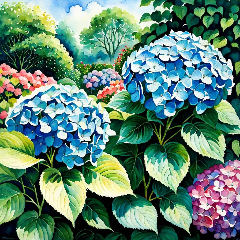 Hydrangeas are lovely - AI Generated Artwork - NightCafe Creator