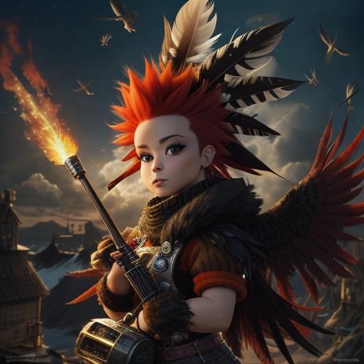 Mohawk feather hair - AI Generated Artwork - NightCafe Creator