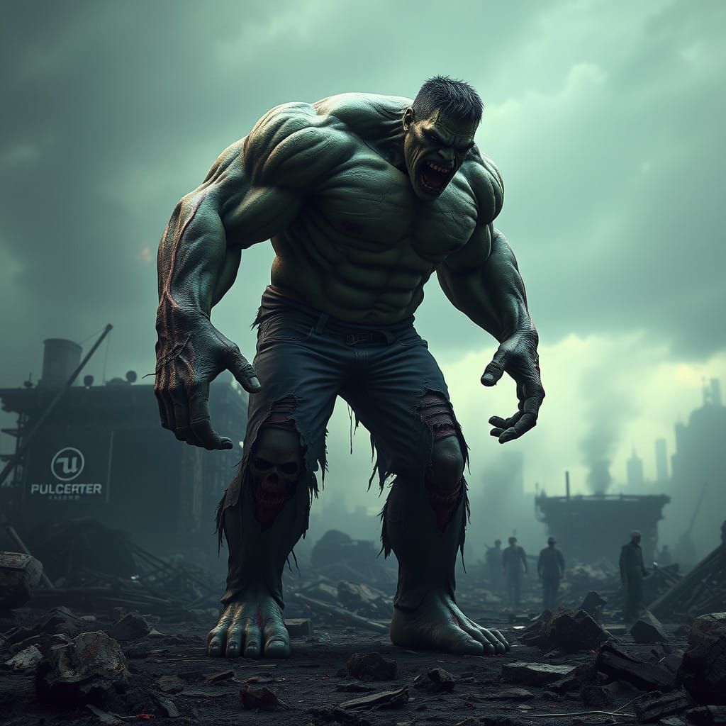 Gothic Post-Apocalyptic Zombie Hulk Unleashed - AI Art