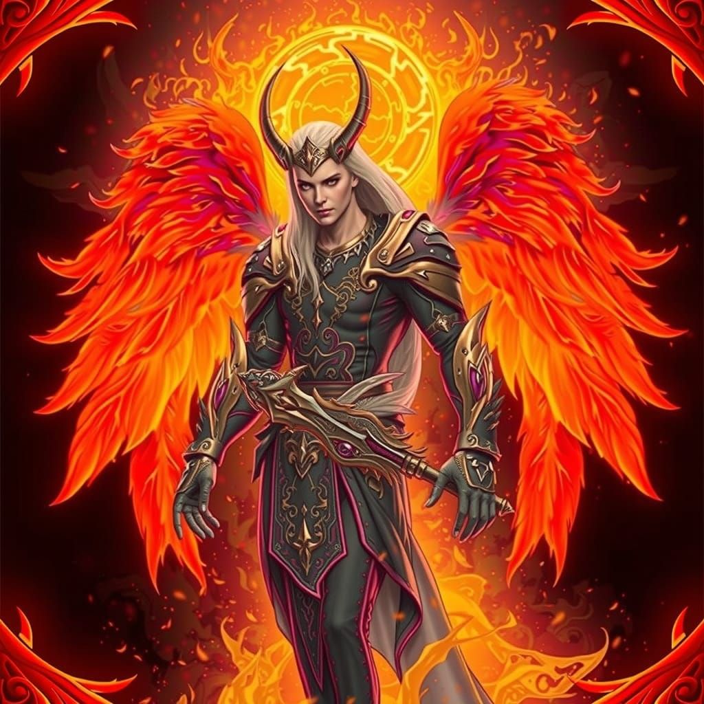 A firey angel battling a demon lord