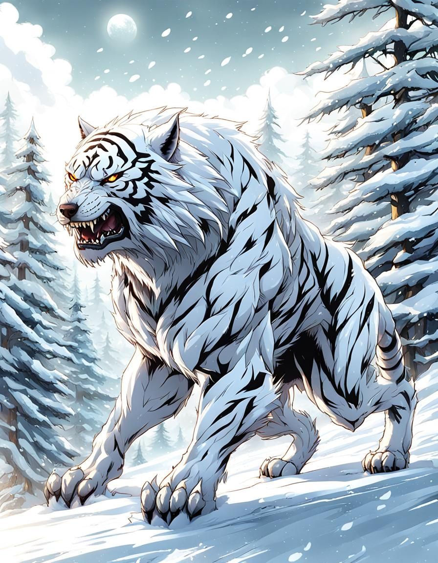 White Werewolf-Tiger - AI Generated Artwork - NightCafe Creator