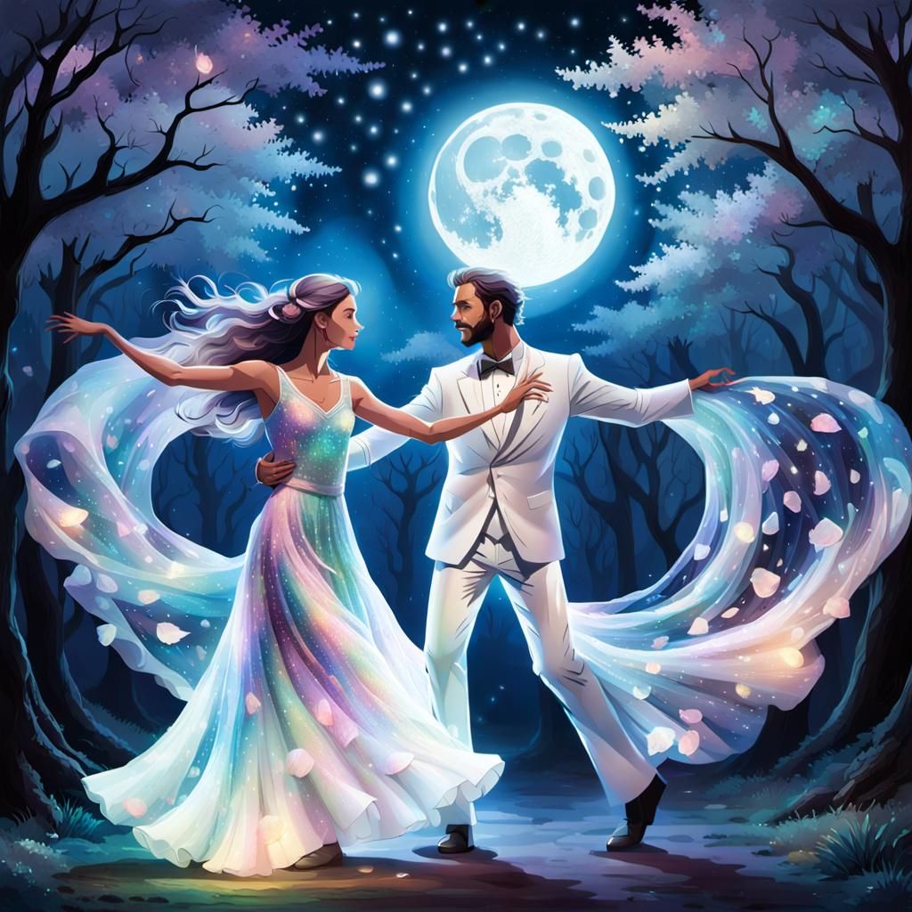 Man and woman, dancing in the moonlight, when that ol' moon gets so big and bright. It's a ...