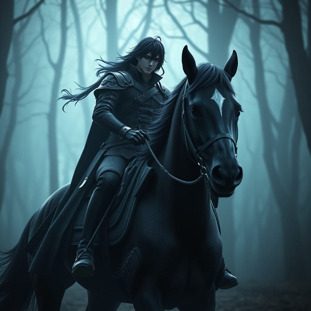 Dark Fantasy Rider in 3D Anime Style - AI Art