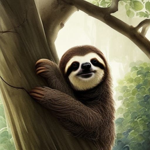 A sloth in a tree - AI Generated Artwork - NightCafe Creator