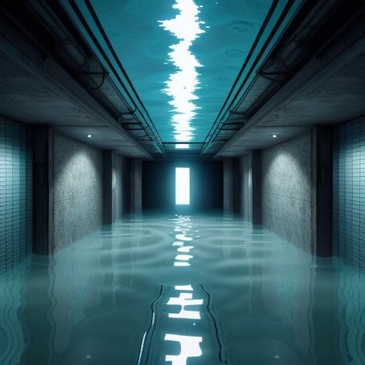 Liminal Flooded Corridor - AI Generated Artwork - NightCafe Creator