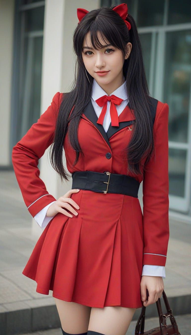Rin Tohsaka Cosplay - Cosplay Girl Smirks in Realistic Portr...