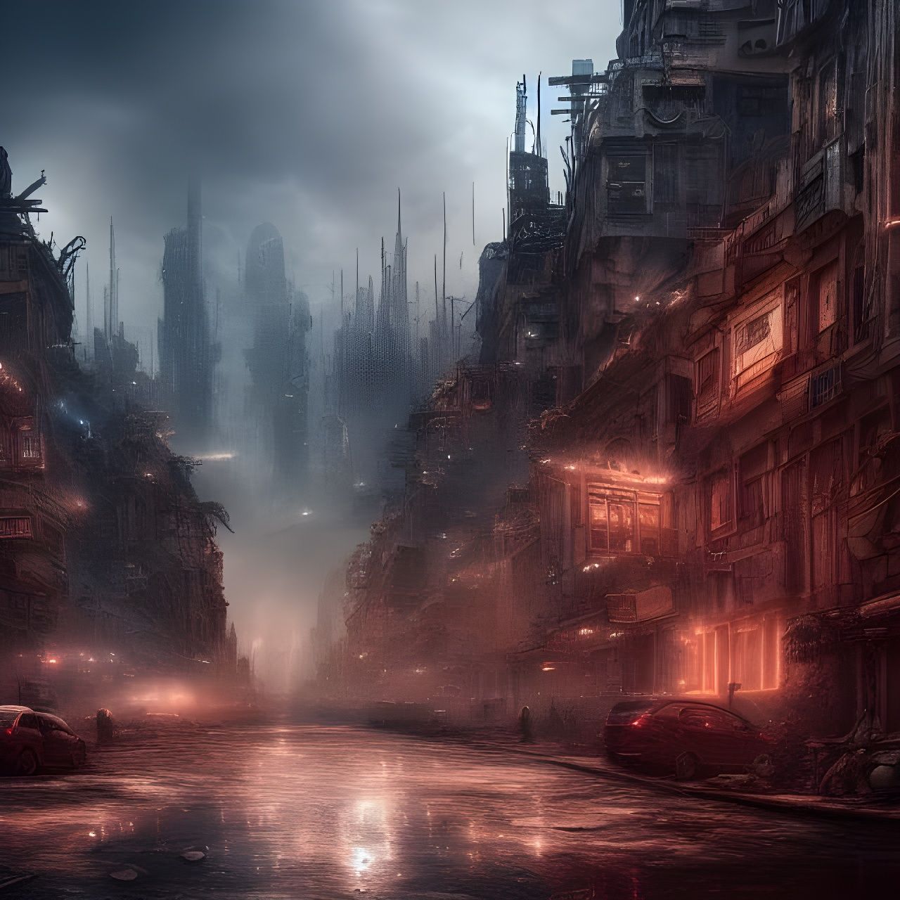 Post apocalyptic town coming back to life. - AI Generated Artwork ...
