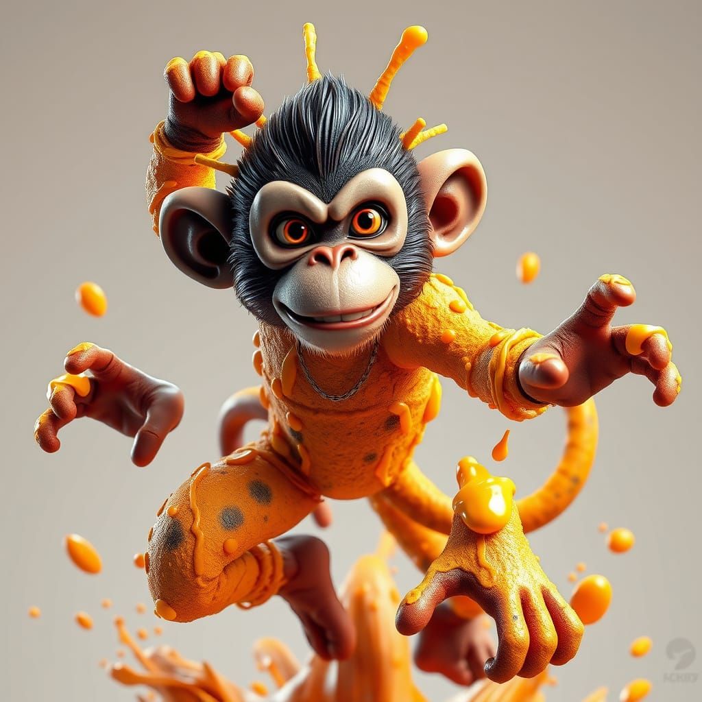 Nacho Cheese Monkey Superhero - Vibrant Nacho Cheese Superhe...