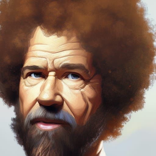 An oil painting of bob ross - AI Generated Artwork - NightCafe Creator