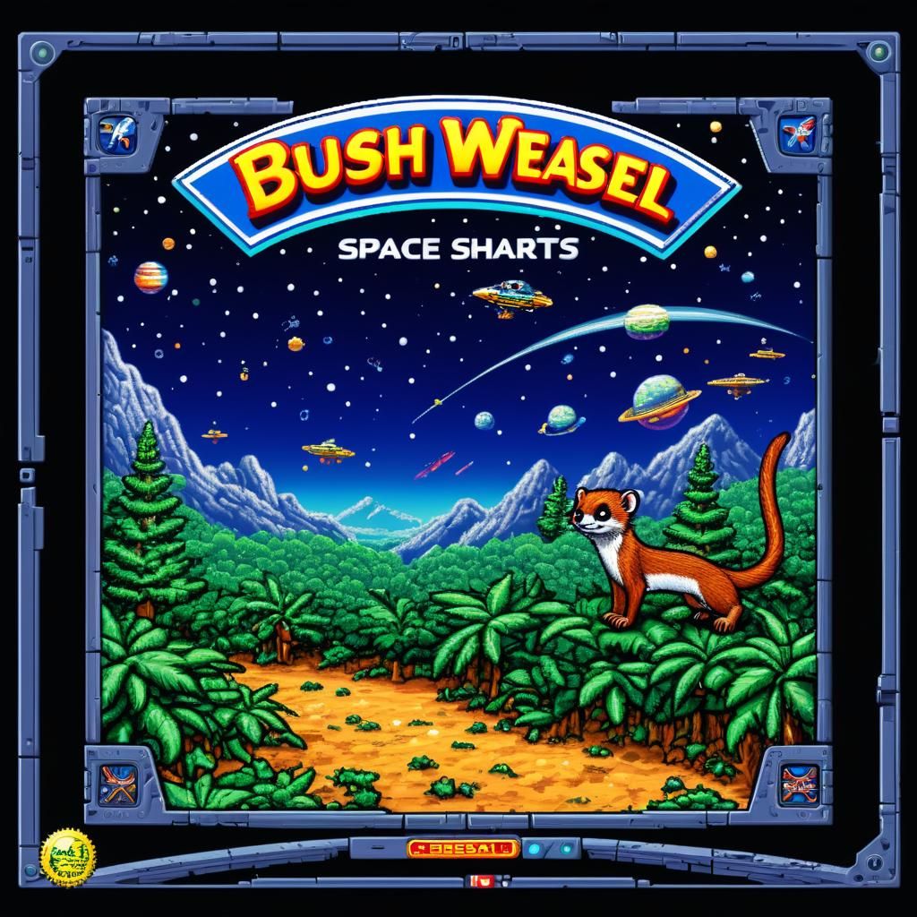 16 bit side scroll introduction screen to the video game "BUSH WEASEL ...
