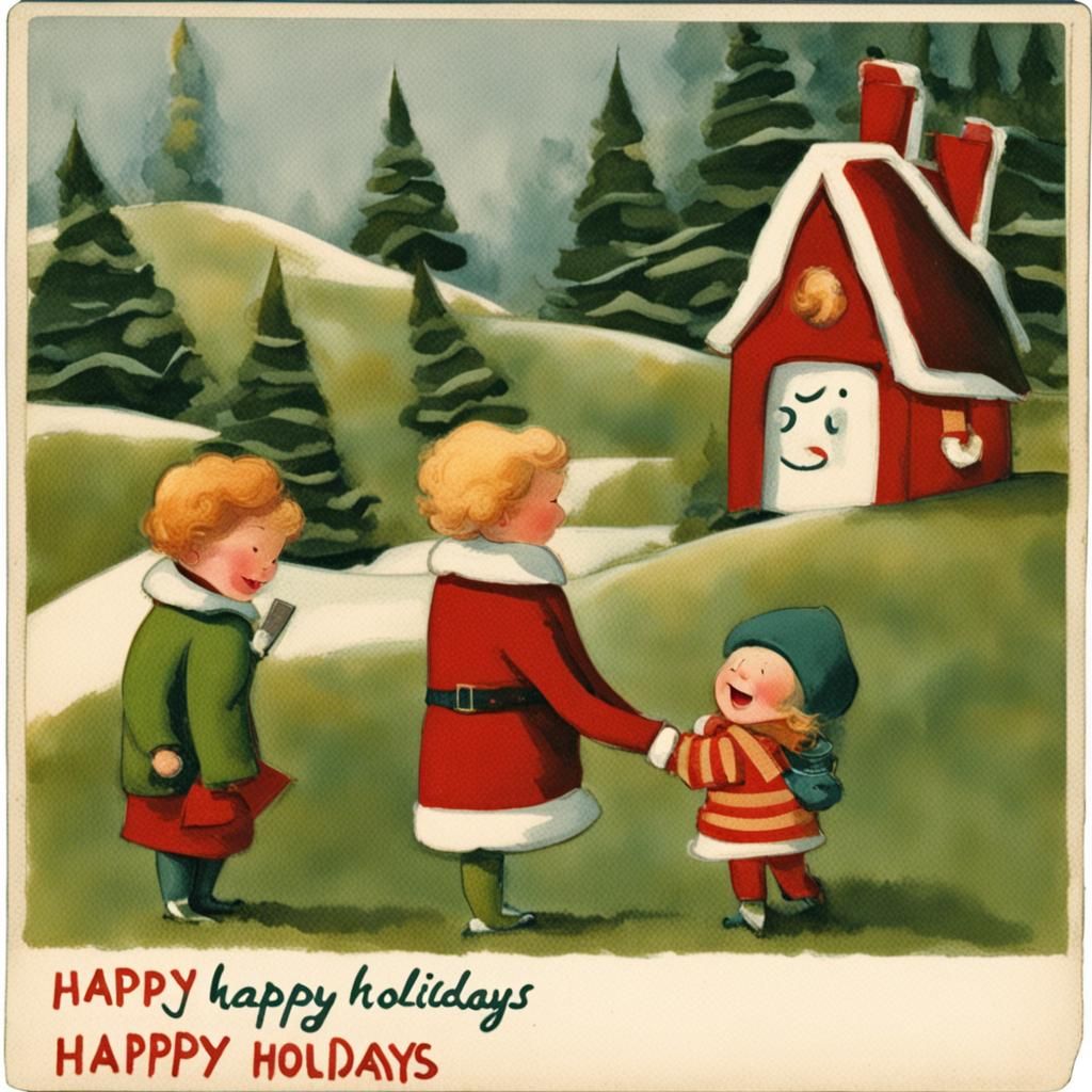 Postcard with 'Happy Holidays' written on it - AI Generated Artwork ...