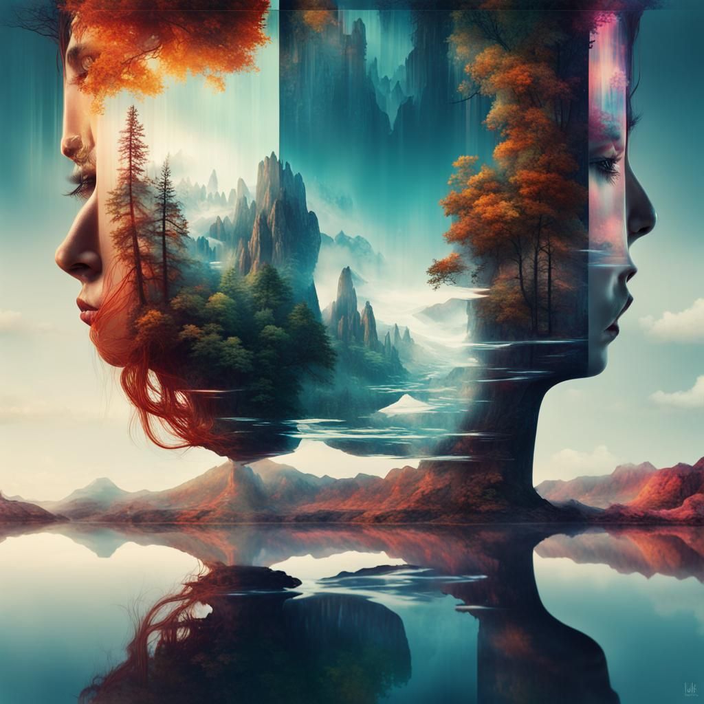 Magical, mysterious, photographic double exposure glass world ...