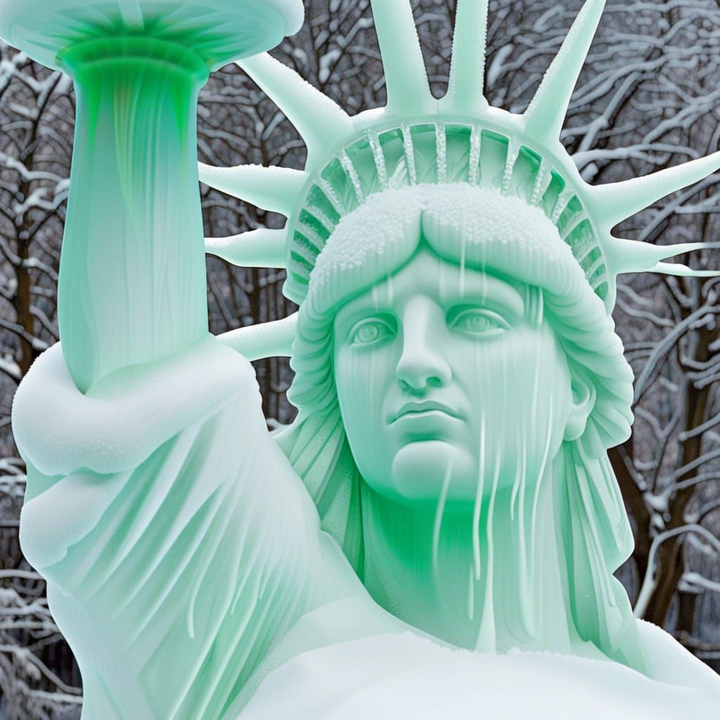 Beautiful ice Statue of Liberty, statue of liberty made of ice, coated ...