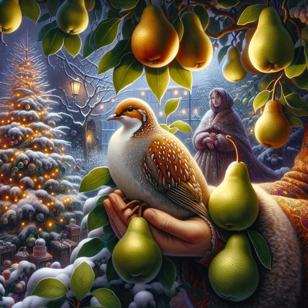 : whimsical ultra realistic illustration of on the first day of ...