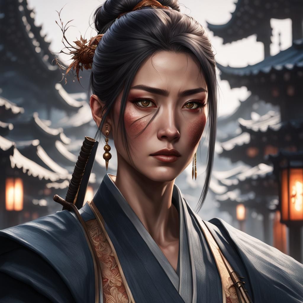 "Female Japanese ronin" - AI Generated Artwork - NightCafe Creator