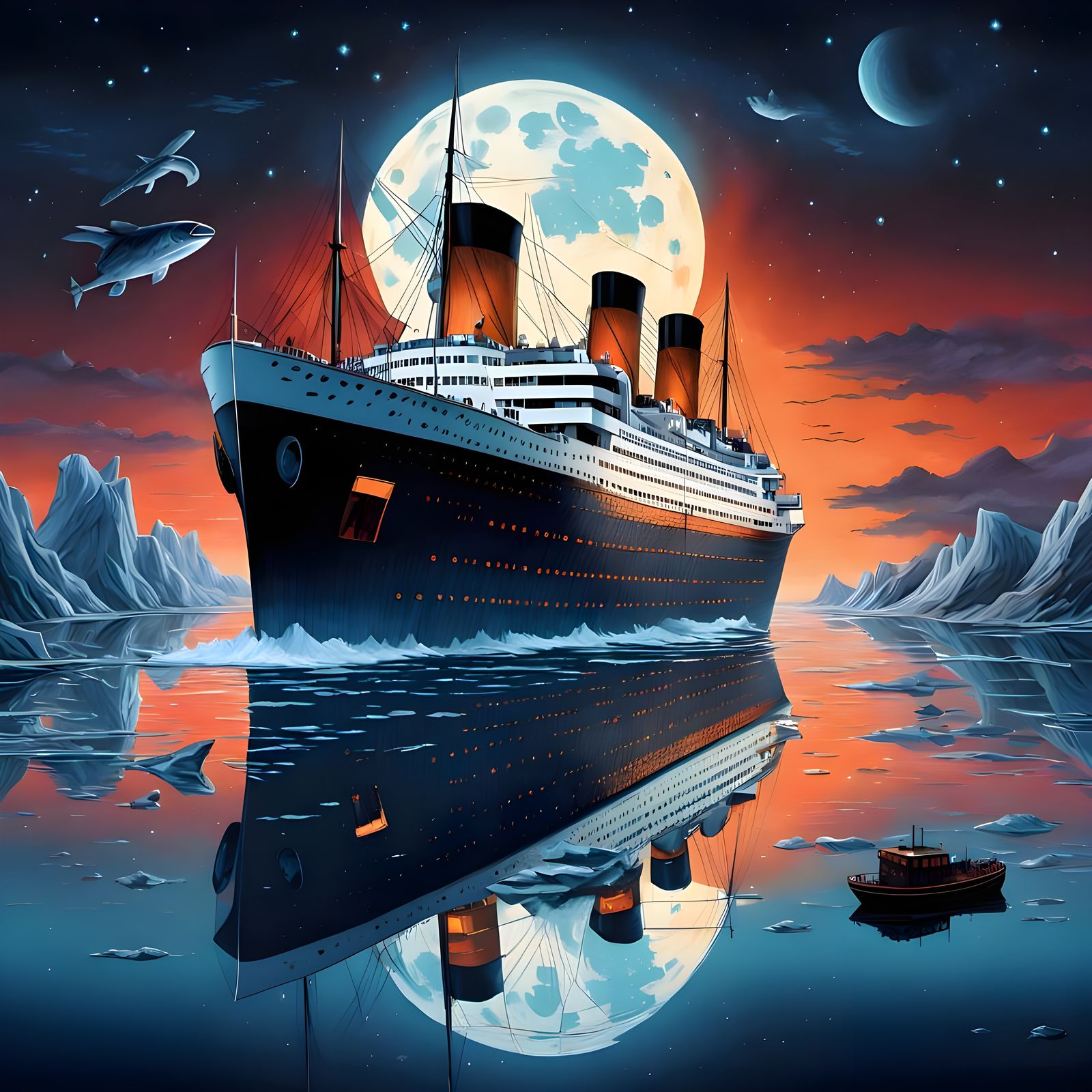 A beautiful masterpiece of a gigantic ship from the titanic sailing ...