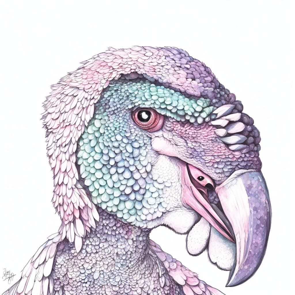 A bird-like beaked alien with a plume of feathers peers at you like it ...