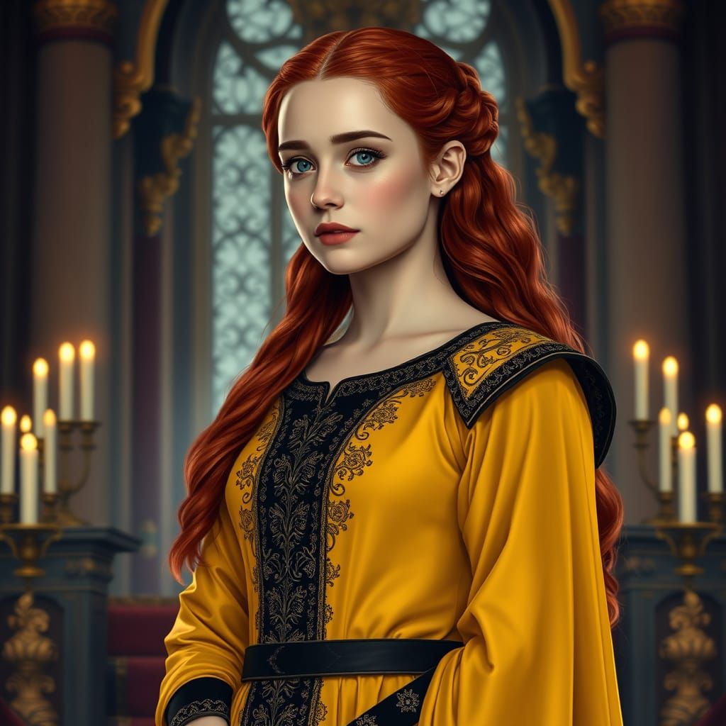 Sansa Stark #3 - Regal Medieval Princess in Yellow and Black...